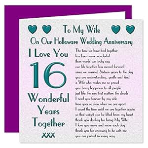 My Wife 16th Wedding Anniversary Card - On Our Holloware Anniversary ...