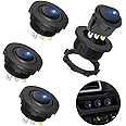 Linkstyle 4Pcs 12V Rocker Switch, Waterproof 20A SPST ON/OFF Round ...