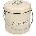 Navaris Metal Compost Caddy Bin - 3 Litre Kitchen Composting Bucket ...
