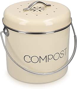 Navaris Metal Compost Caddy Bin - 3 Litre Kitchen Composting Bucket ...
