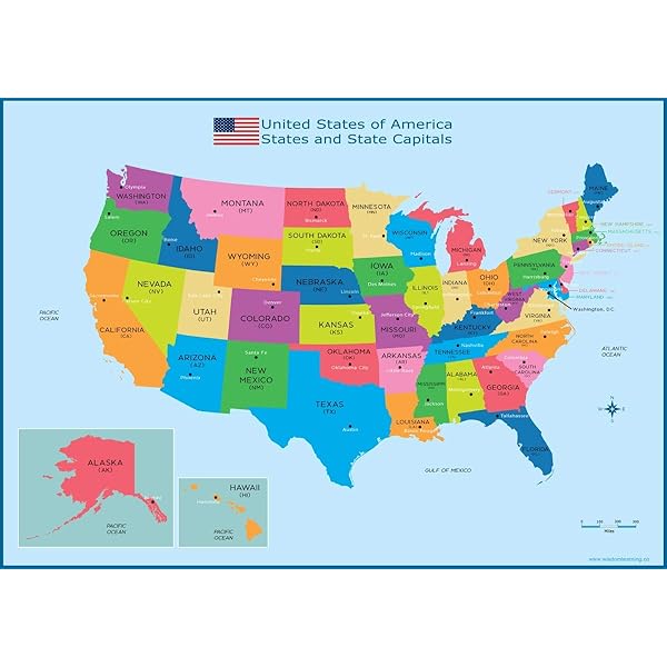 United States Map With States And Capitals 50 States Map With Capitals