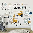 Mulaibdin 74 Pcs Digger Tractor Wall Stickers, Nursery & Kids Wall ...