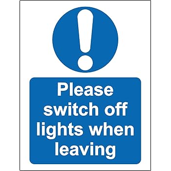 Please switch off light when leaving safety signs - Self adhesive ...
