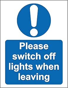 Please switch off light when leaving safety signs - Self adhesive ...
