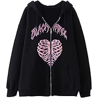 FeMereina Women Zip Up Hoodie Y2k Aesthetic Sweatshirts Top 90s Long Sleeve Vintage Butterfly ...
