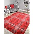 Modern Soft Red Tartan Highland Check Rugs (120cm x 170cm) : Amazon.co ...
