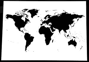 Large World Map Stencil - High Detail, Laser Cut, Size A2 594mm x 420mm ...