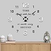 VANGOLD Modern Mute DIY Frameless Large Wall Clock 3D Mirror Sticker Metal Big Watches Home ...