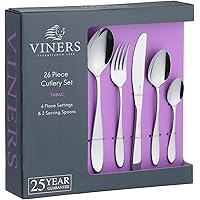 Viners 24 Piece Stainless Steel Cutlery Set. Viners Splendour Hammered ...