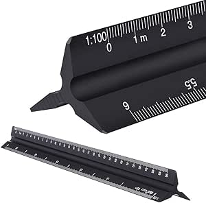 Triangular Scale Ruler, HosDen Black Metal Engineer Scale Ruler Metric ...