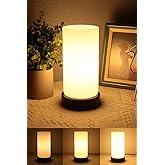 HSLighting Bedside Lamp Touch Control Night Light with Wooden Base Warm ...