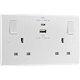 BG Electrical Double Switched Power Wall Plug Socket with Super Fast ...