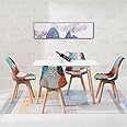 HomJoy Dining Table and 4 Chairs Set, Retro Patchwork Lounge Chair and ...