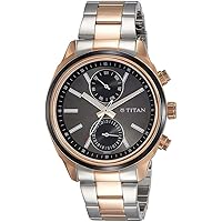 Titan Men's Metropolitan Luxe: Multifunction Silver Dial with Two-Tone ...