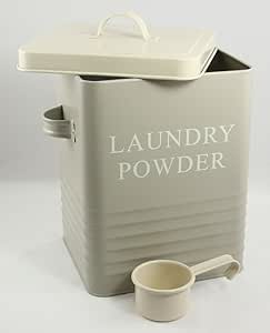 Large Steel Vintage Retro Laundry Washing Powder Tin & Scoop Olive ...