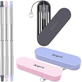 Kynup Metal Drinking Straw, 4Packs Reusable Straw Collapsible with ...