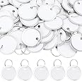 SOFPLATE 50Pcs Aluminum Key Tags Round Keychain Tag White Metal Blank 1 ...