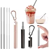 Kynup Metal Reusable Drinking Straw, 4 Pack Portable Collapsible Straws ...