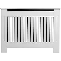 FATIVO High Radiator Cover Wood Cabinet: 92cm Height White Large Heater ...