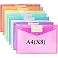 LOCCY 8 Pack Plastic Wallets A4 Folders for Paperwork, 8 Colors ...
