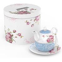 London Boutique Tea for One, Teapot Tea cup Saucer Set Gifts for Women ...