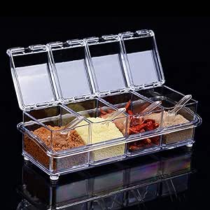 Czemo Set di 4 Condimento Box Spezia Jar Cucina Scatola di Spezie ...