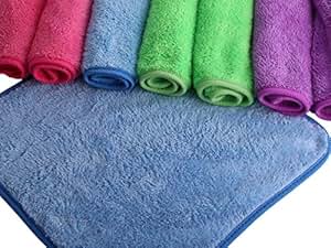 Pack of 8 large fluffy microfibre face cloths, towels, wash-cloth ...