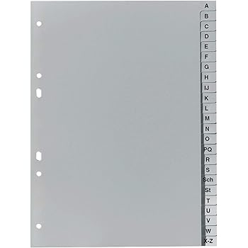 Ordner Register A-Z / DIN A5 / aus PP / Farbe: grau: Amazon.de ...