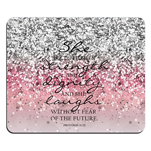 Bible Verse Pink Sparkles Glitter Pattern Rectangle Mouse Pad Christian ...