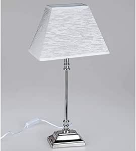 Formano Tischlampe Edles Design Lampenfuß Metall Schirm Eckig Silber ...