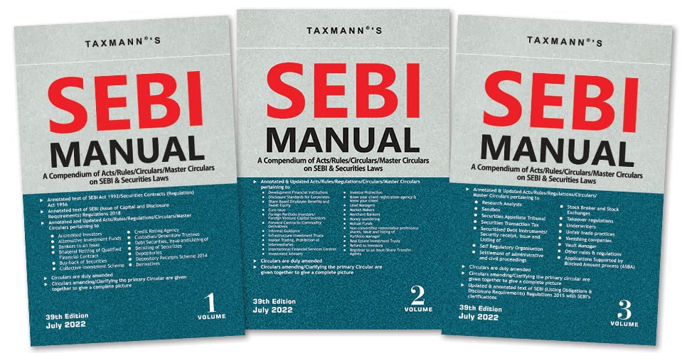 Buy Taxmann's SEBI Manual (Set of 3 Vols.) – Compendium of the ...
