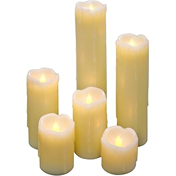 Set of 6 Skinny Real Wax Battery Operated LED Candles by Lights4fun ...
