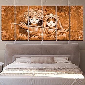 RAY DECOR Microfiber Multiple Sparkling Radha-Krishna Wall Painting ...