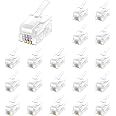 100 Pack RJ9 4P4C 4P2C Plug, Uvital Standard Telephone Handset Modular Plugs Male Connectors ...