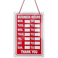 Business Hours Sign Red High Contrast Opening Closing Times Shop Door ...
