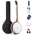 Vangoa 5 String Banjo Remo Head Closed Solid Back with beginner Kit ...