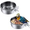 2 Pcs Parrot Bowl Stainless Steel Parrot Feeding Cups Sturdy Water Bowl ...