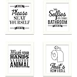 WIETRE Premium Set of 4 Funny Bathroom Toilet Sayings, Bathroom Toilet ...