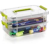 UCRAVO 2 Layer Plastic Storage Containers with Lids, Multipurpose Clear ...