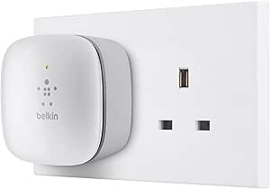 Belkin N300 Wall Plug Mounted Universal Wi-Fi Range Extender/Wireless ...