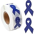 WANDIC 500PCS Blue Ribbon Awareness Stickers for Colon Cancer, Prostate ...