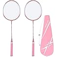 Professional Lightweight Pink Badminton Rackets with Iron Alloy Frame ...