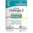Vitabiotics Ultra Omega-3 Fish Oils Capsules with DHA EPA Nutritional Supplements for Heart ...