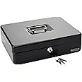 Rapesco SB0012B1 Metal Cash Box with Lock, 3 Keys and Removeable Tray ...