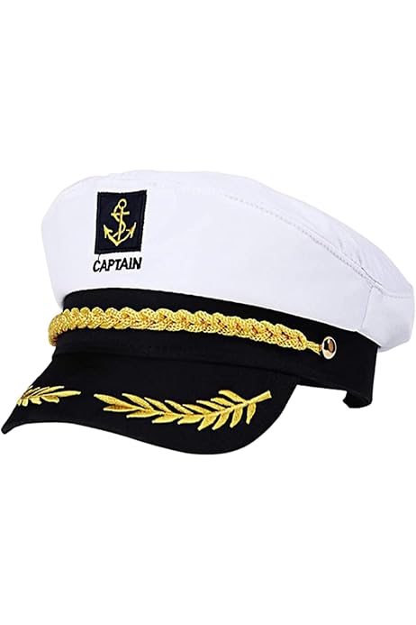 Boat Captain Hat 4-Piece Nautical Costume Set - Captain Hat, Sailor Hat ...