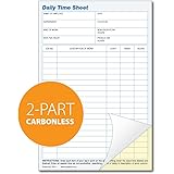 Weekly Employee Time Sheet Pad, 2-Part Carbonless Duplicate White ...