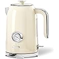 Wiltal Bouilloire [1,7 l, 2200 W], rétro, crème, acier inoxydable ...