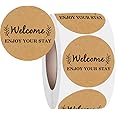 500 PCS Welcome Hotel Guest Kraft Paper Stickers Welcome Enjoy Your ...