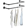 IBUYKE Wall Mounted Clothes Rail, Set of 2, 94cm Industrial Pipe ...
