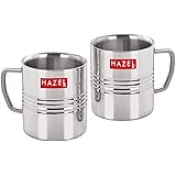 Buy HAZEL Stainless Steel Cup Set I Coffee and Tea Cup Set of 2, 300 ml ...